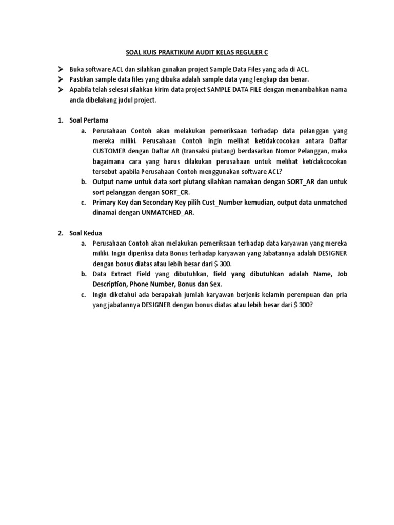 Soal Kuis Praktikum Audit | PDF