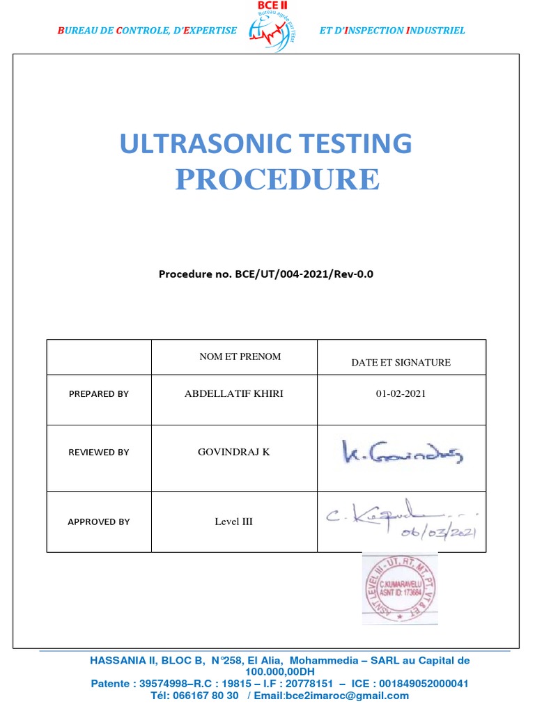 UT Procedure For BCEII | PDF | Nondestructive Testing | Calibration