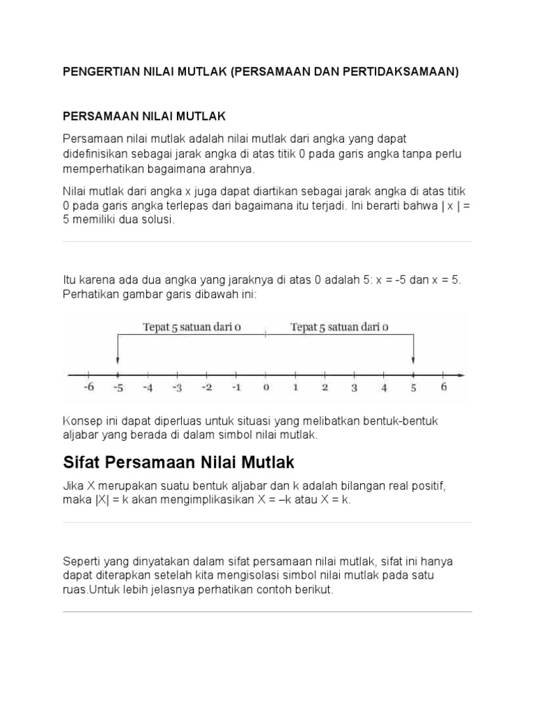Pengertian Nilai Mutlak | PDF | Metode & Bahan Ajar