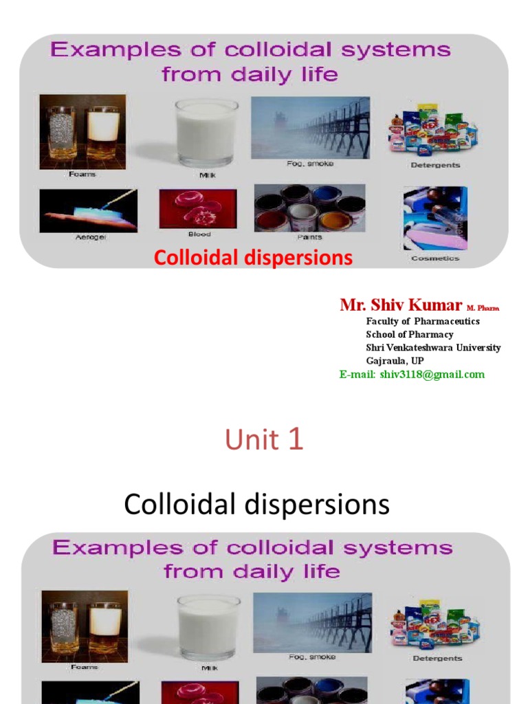 Unit 1 (Colloidal Dispersions) | PDF | Colloid | Diffusion
