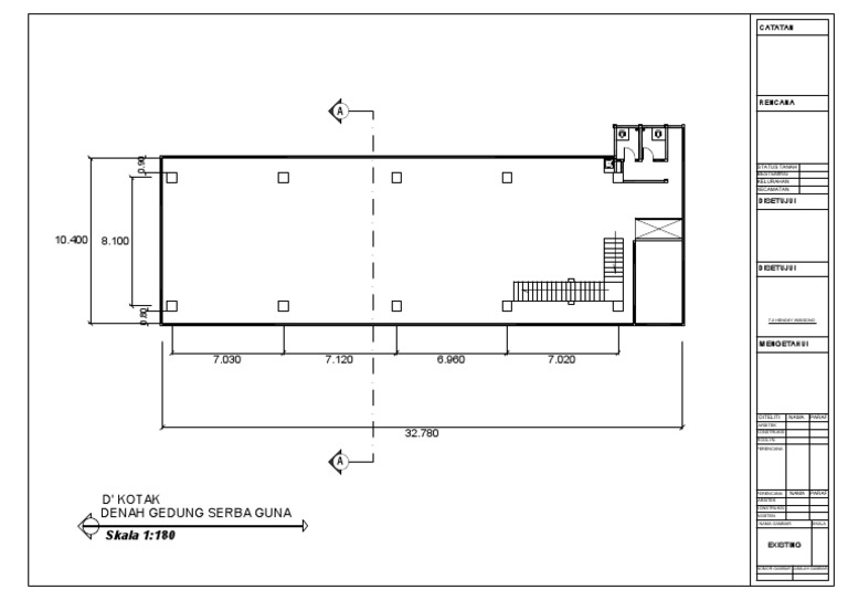 Denah Gedung Serba Guna Skala 1:180 D' Kotak: Catatan | PDF