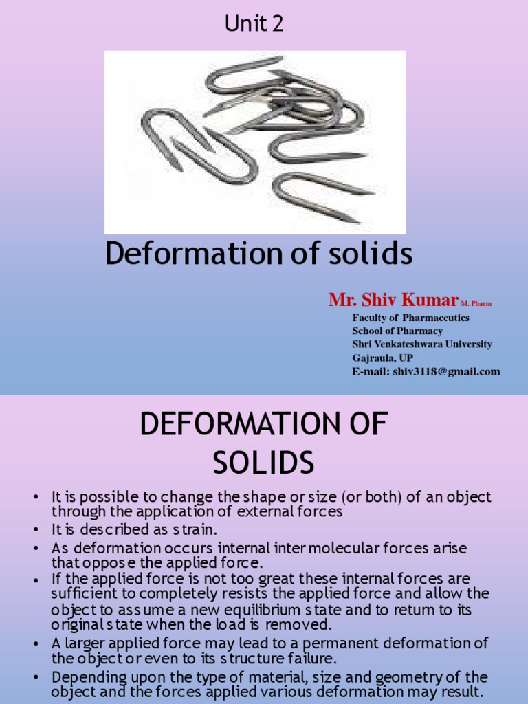 Deformation of Solid | PDF | Deformation (Engineering) | Elasticity (Physics)