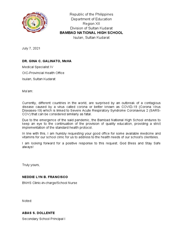 Letter Request For Medicine | PDF