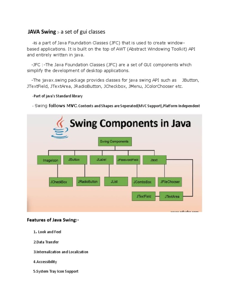 JAVA Swing: A Set of Gui Classes | PDF | Computer Libraries | Systems Engineering