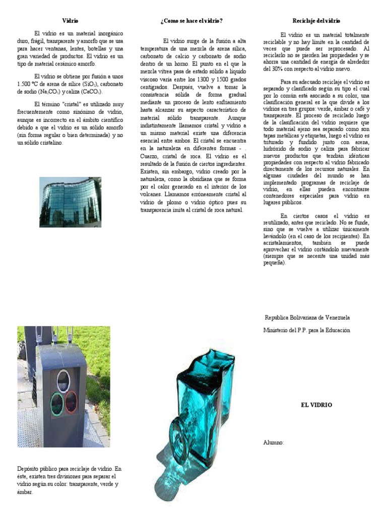 Triptiko Vidrio | PDF | Lentes | Materiales