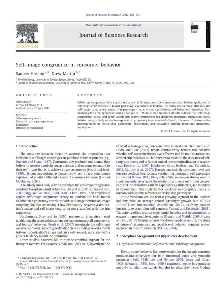 Self Image Congruence in Consumer Behavior | PDF | Factor Analysis ...