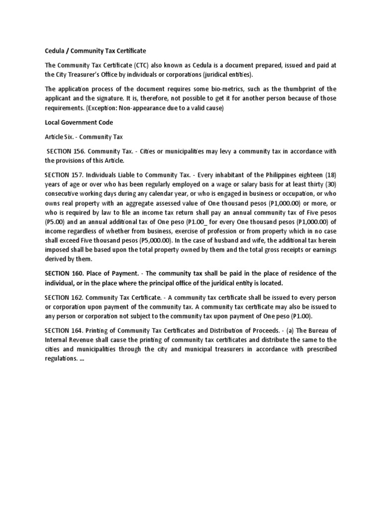 Cedula / Community Tax Certificate | PDF