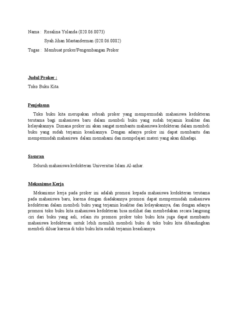 PROKER DANUS - Rosalina Yolanda - Syah Jihan Mastenderman | PDF