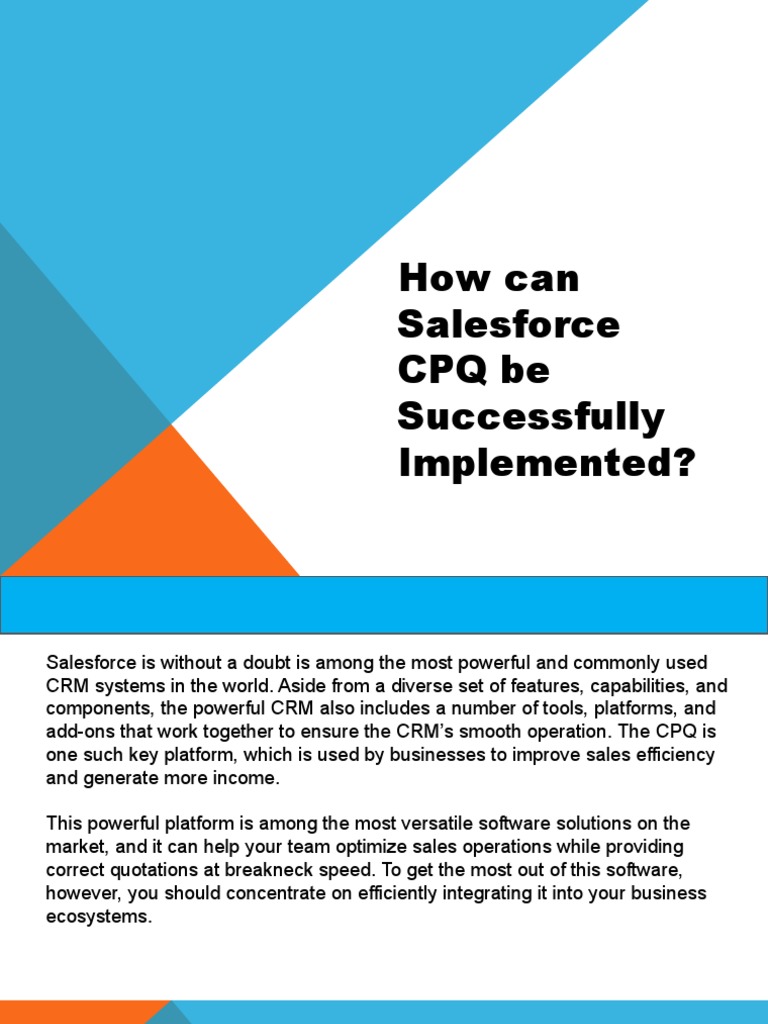 Successful Salesforce CPQ Implementation Guide | PDF | Customer ...