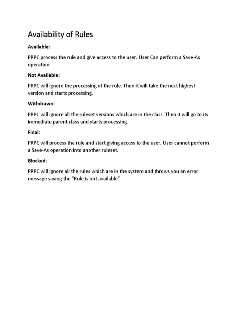 Availability of Rules in Pega PRPC | PDF