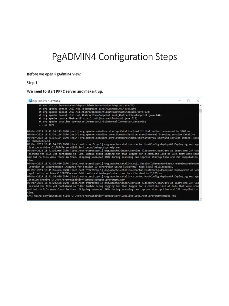 PgAdmin4 DB Configuration Steps in Pega PRPC | PDF