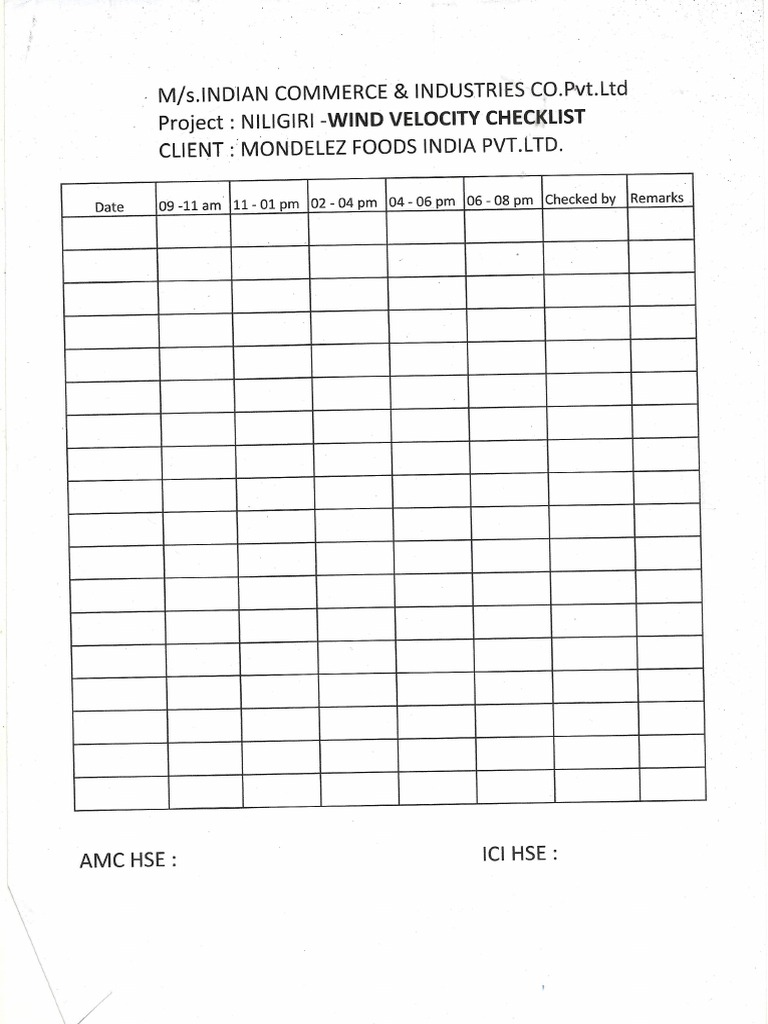 Wind Velocity Checklist | PDF