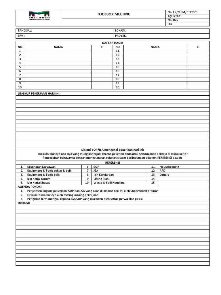 Form Meeting Harian | PDF