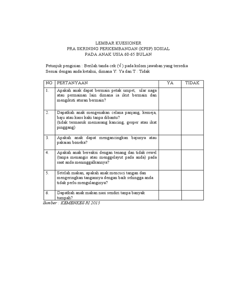 Lembar Kuesioner | PDF