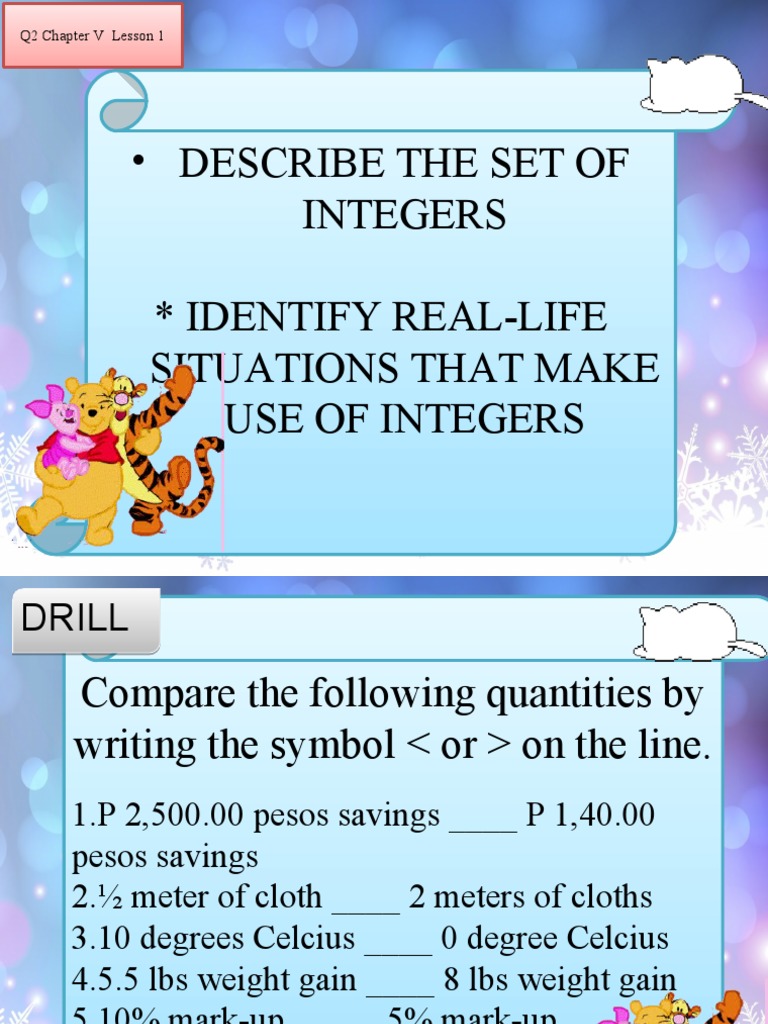 Q2 Math 6 Chapter V Lesson 1 The Set of Integers Describe - Identify ...