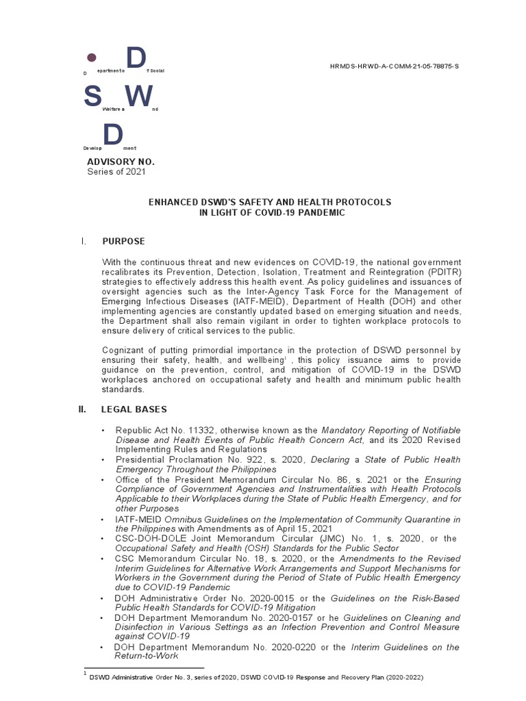 Signed - Advisory No. 3 S 2021 - Enhanced Dswd's Safety and Health ...