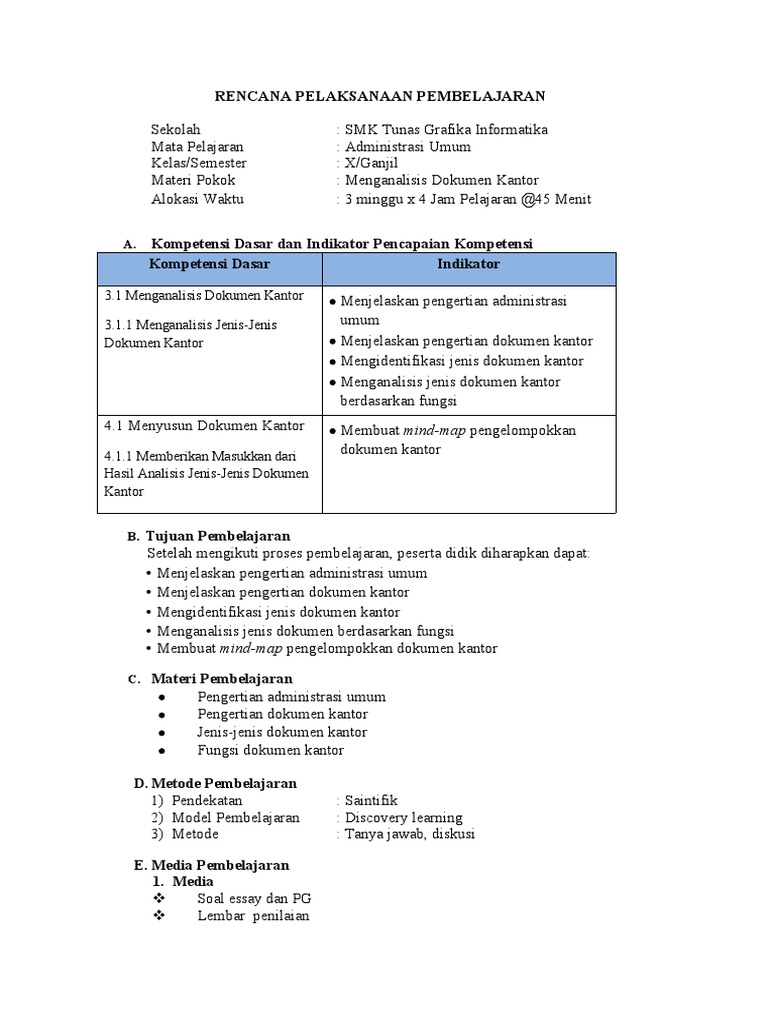 1 RPP AU-Dokumen Kantor | PDF | Sains & Matematika