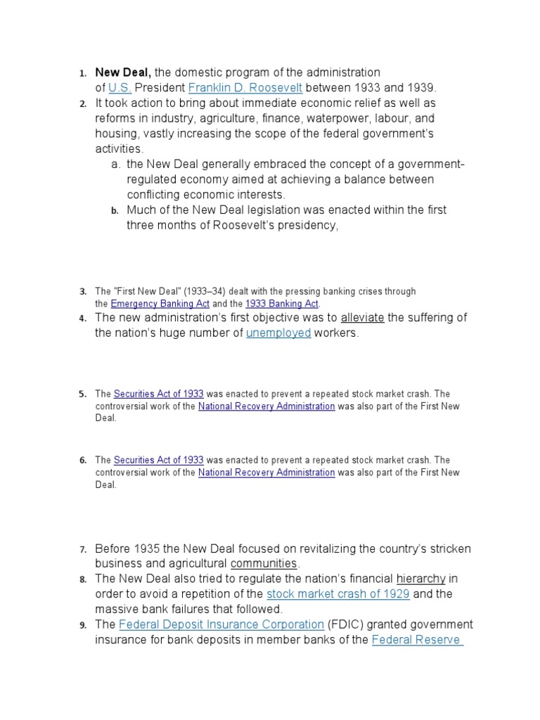 U.S. Franklin D. Roosevelt: New Deal, The Domestic Program of The ...