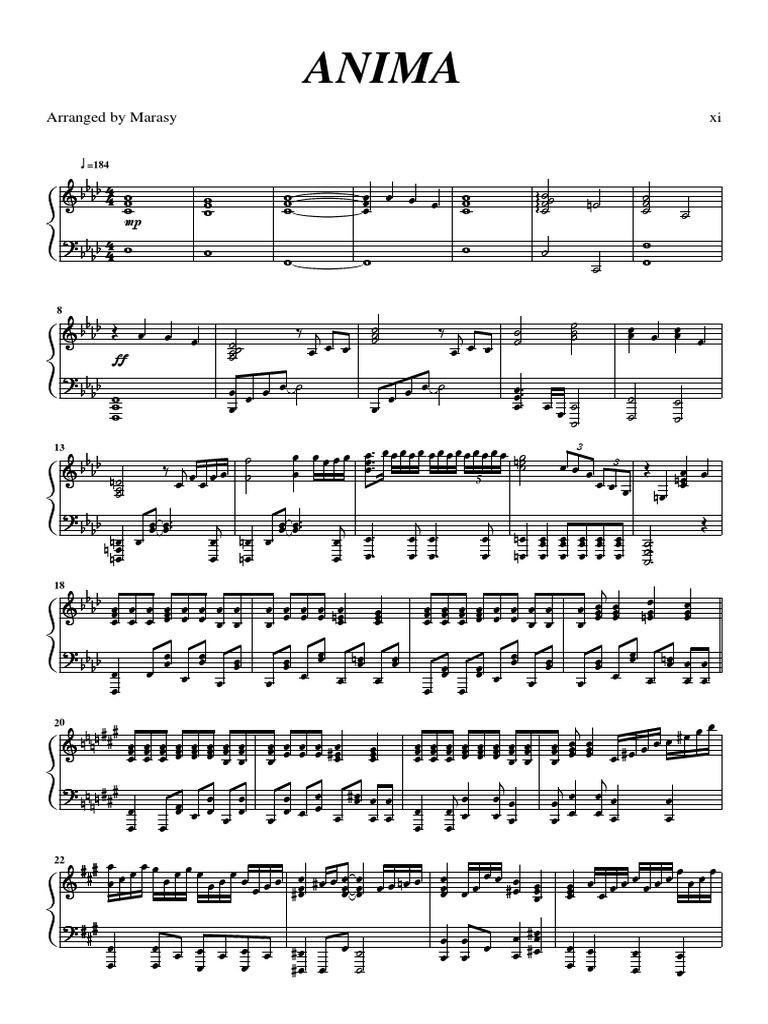 Anima: Xi Arranged by Marasy | PDF