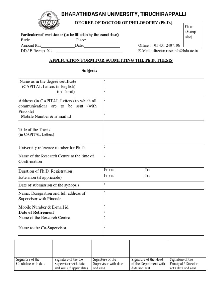 Ph.D. Thesis Submission Guidelines BDU | PDF | Thesis | Doctorate