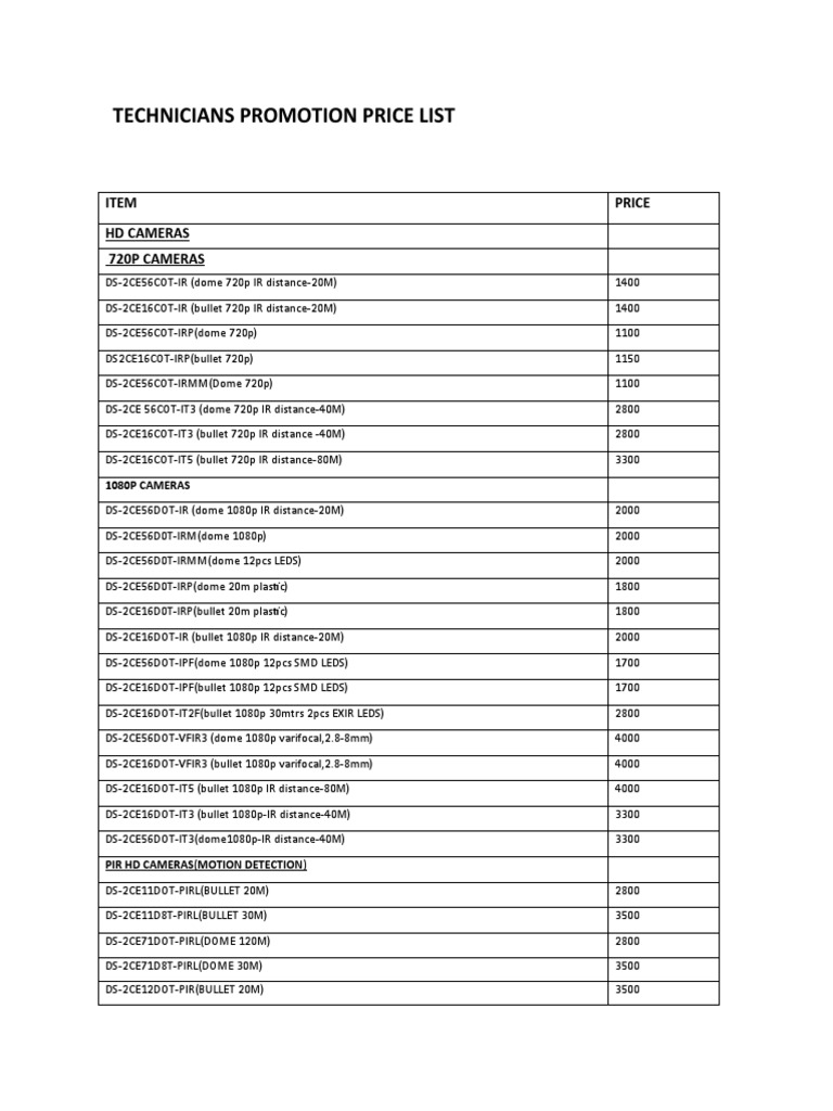 Technician New Promotion Pricelist-1 | PDF | Hdmi | Access Control