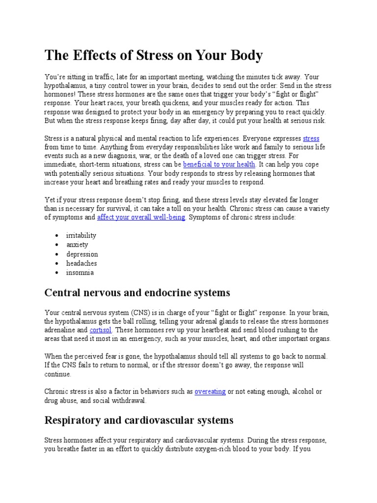 The Effects of Stress On Your Body | PDF | Fight Or Flight Response ...