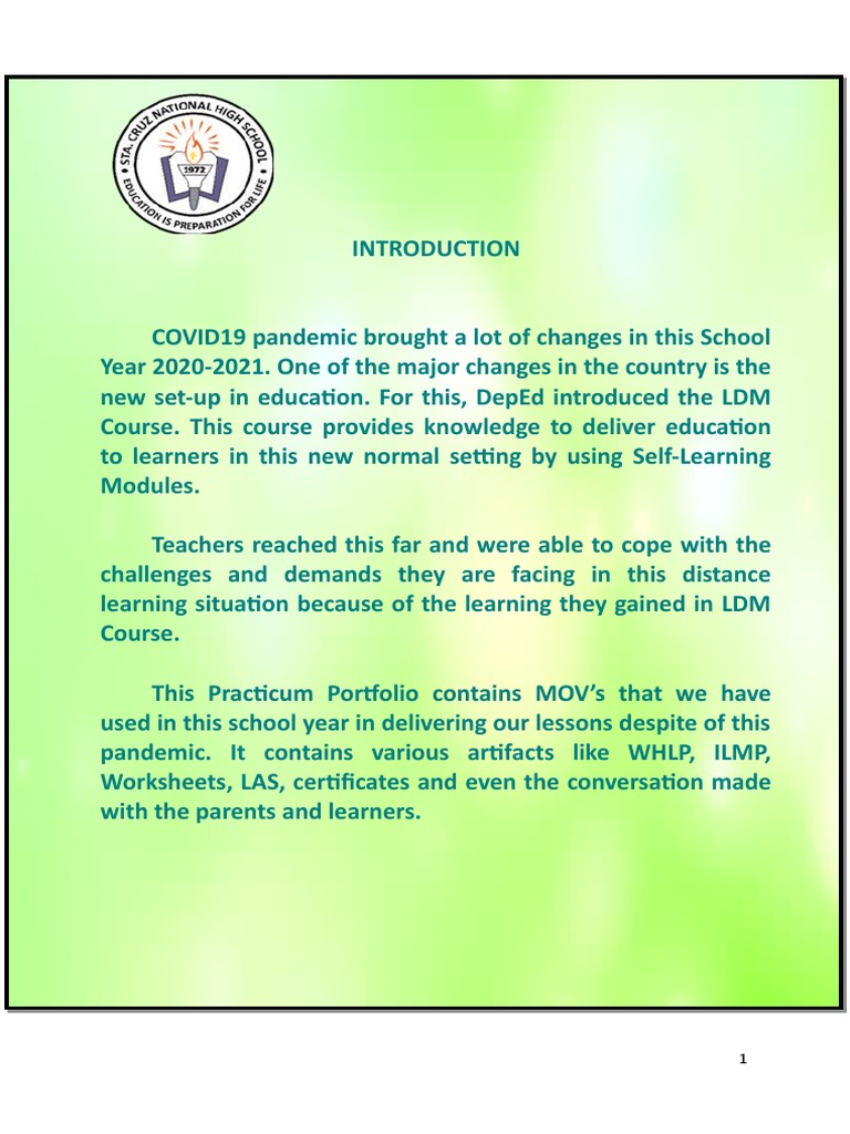 Practicum Portfolio Ldm2 Body | PDF | Lesson Plan | Educational Technology