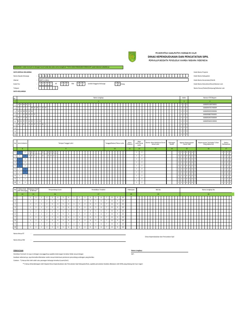 Formulir KK Terbaru | PDF