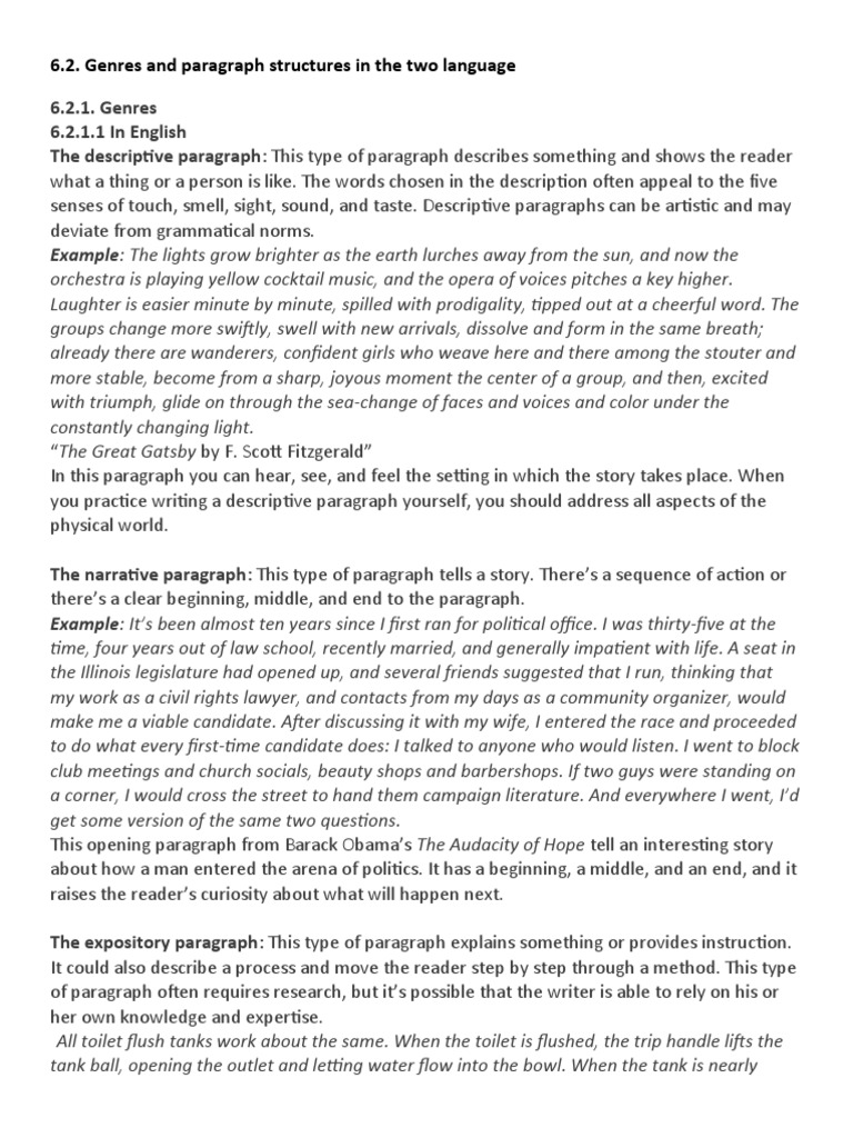 6.2. Genres and Paragraph Structures in The Two Language | PDF ...