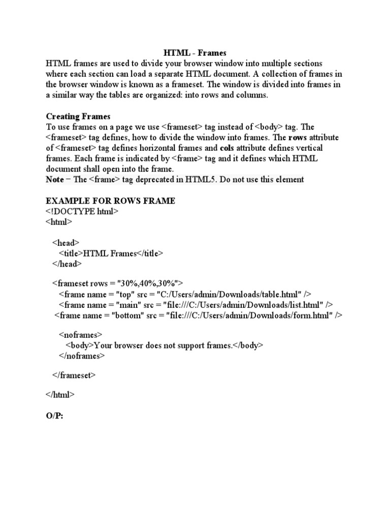 HTML Frames Guide: Everything You Need to Know | PDF | Html Element | Html