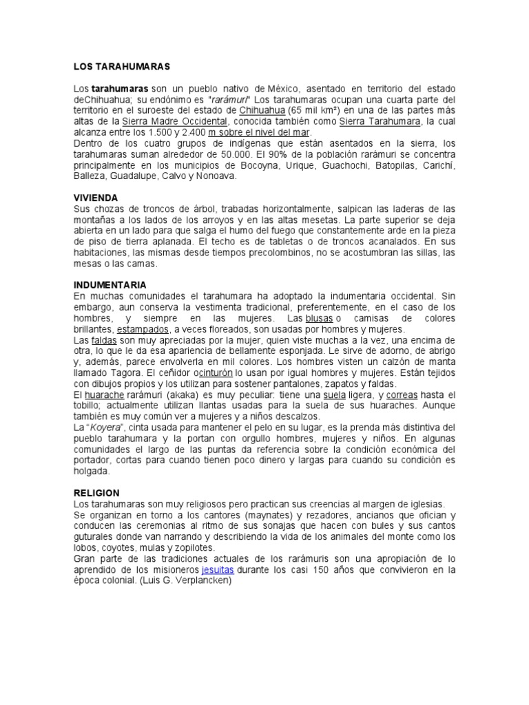 Cultura y Tradiciones de los Tarahumaras | PDF | Arte | Historia