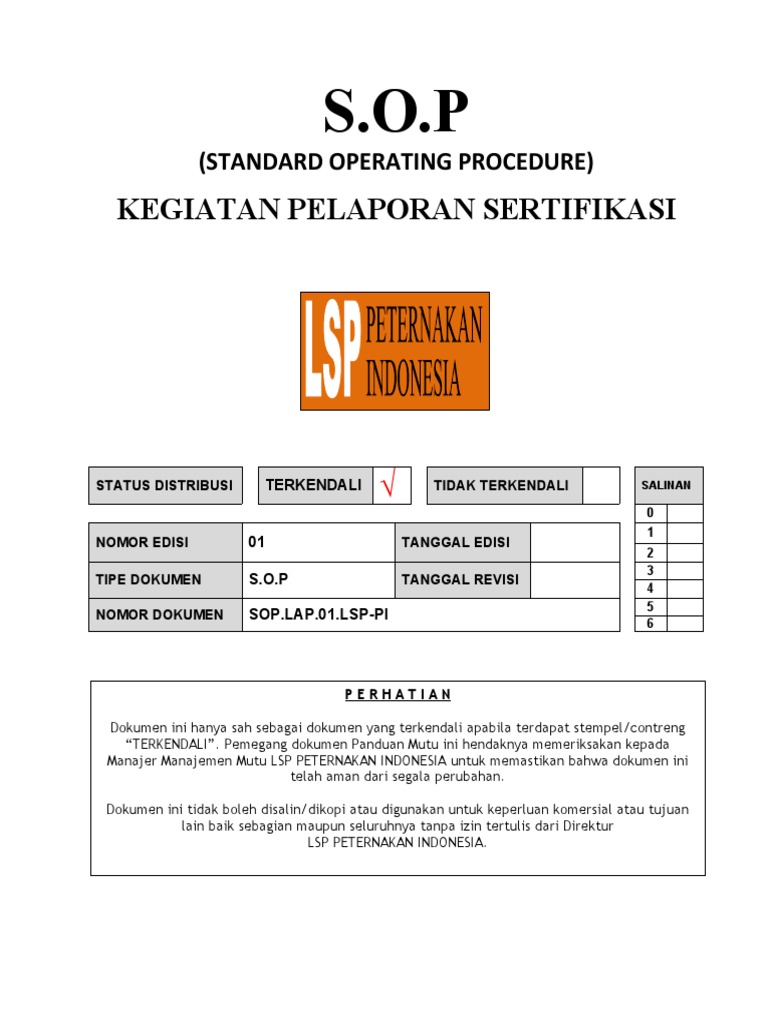 13.SOP LAP 01 - Laporan Kegiatan LSP | PDF