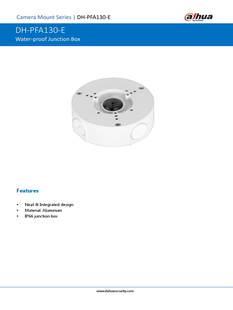 DH-PFA130-E: Water-Proof Junction Box | PDF | Technology & Engineering