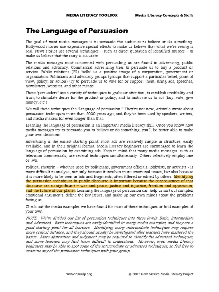 The Language of Persuasion | PDF | Nostalgia | Persuasion