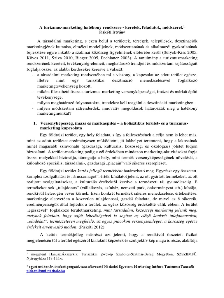 A Turizmus-Marketing Hatekony Rendszere | PDF