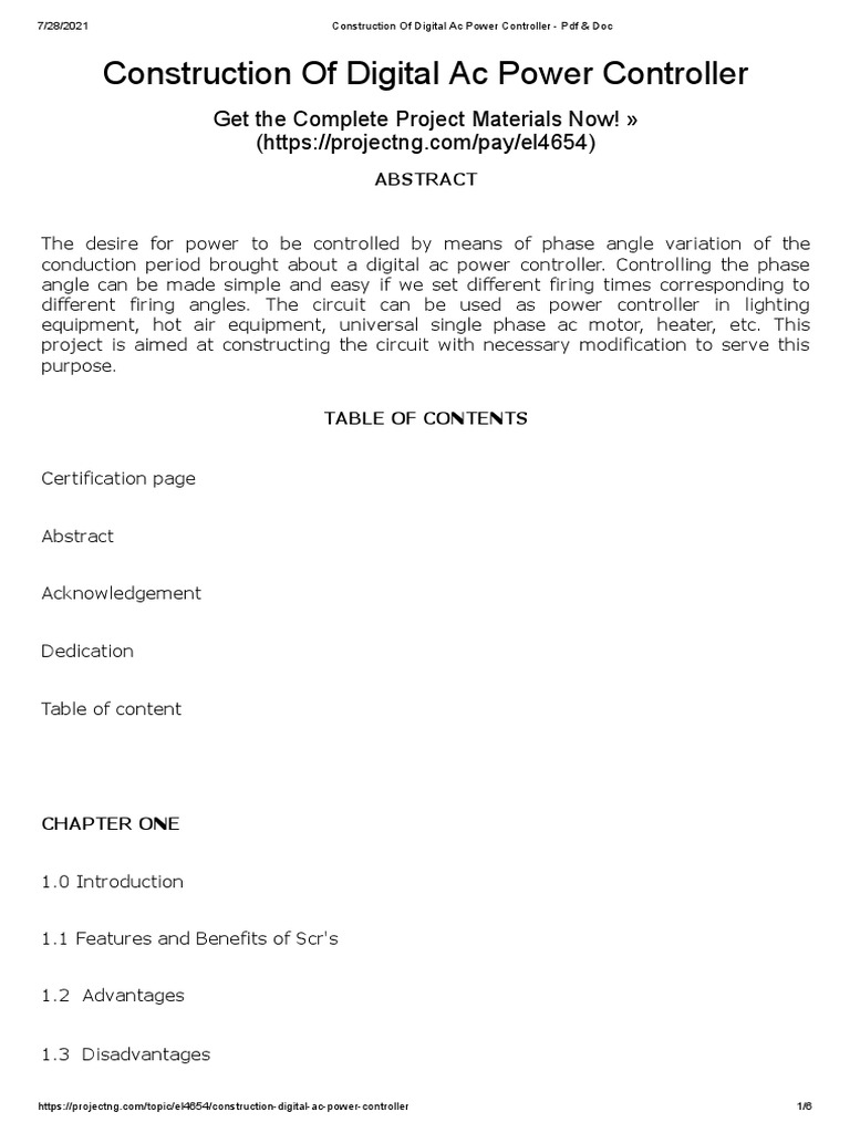 Construction Of Digital Ac Power Controller Pdf Pdf Electronic