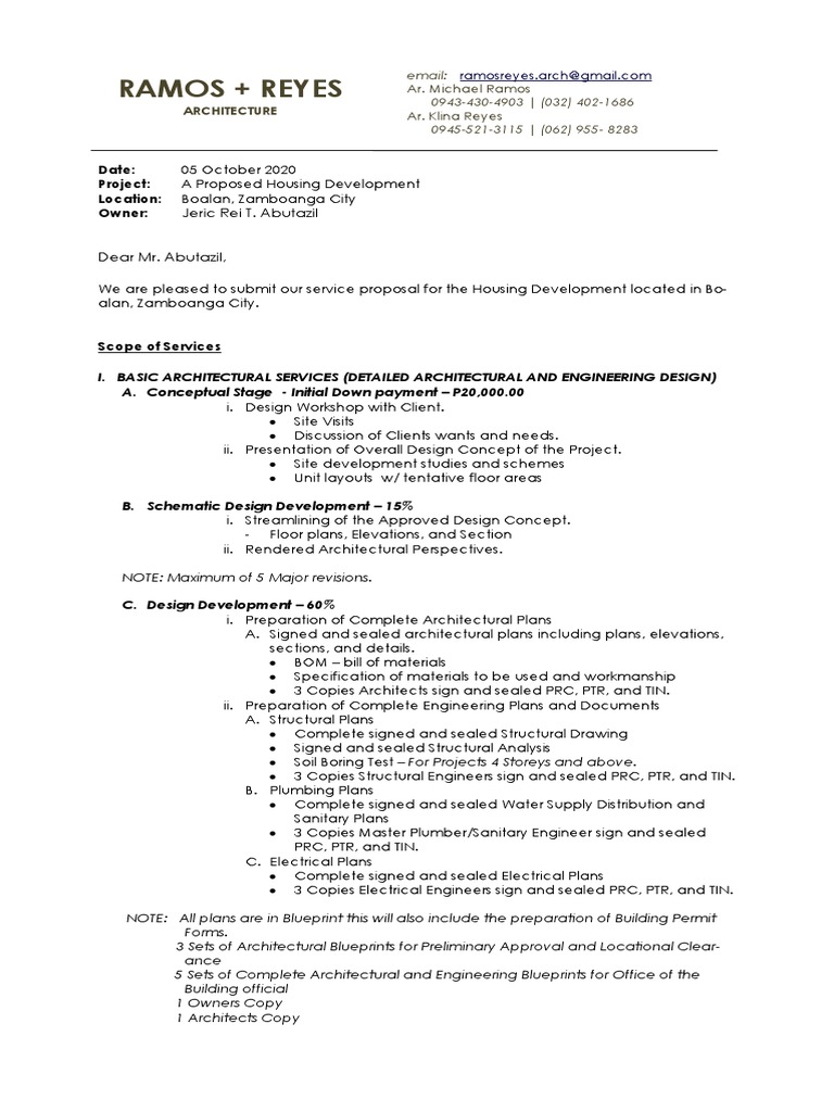 Housing Development Proposal for Boalan | PDF | Per Diem | Architect