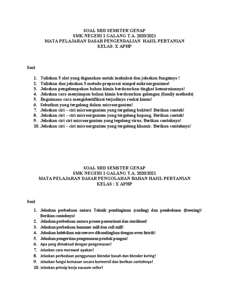 Soal Mid Semster Genap | PDF