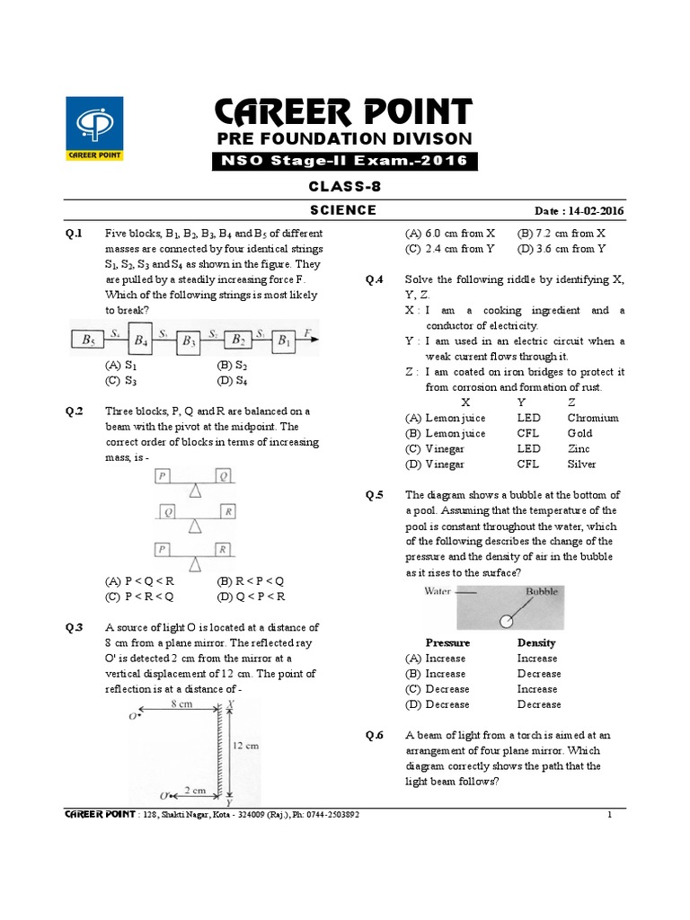 Class 8 Nso Paper PDF Free | PDF | Fires | Microorganism