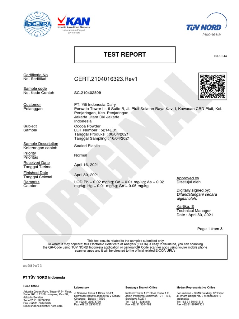 Test Report: CERT.2104016323.Rev1 | PDF | Qr Code | Computing