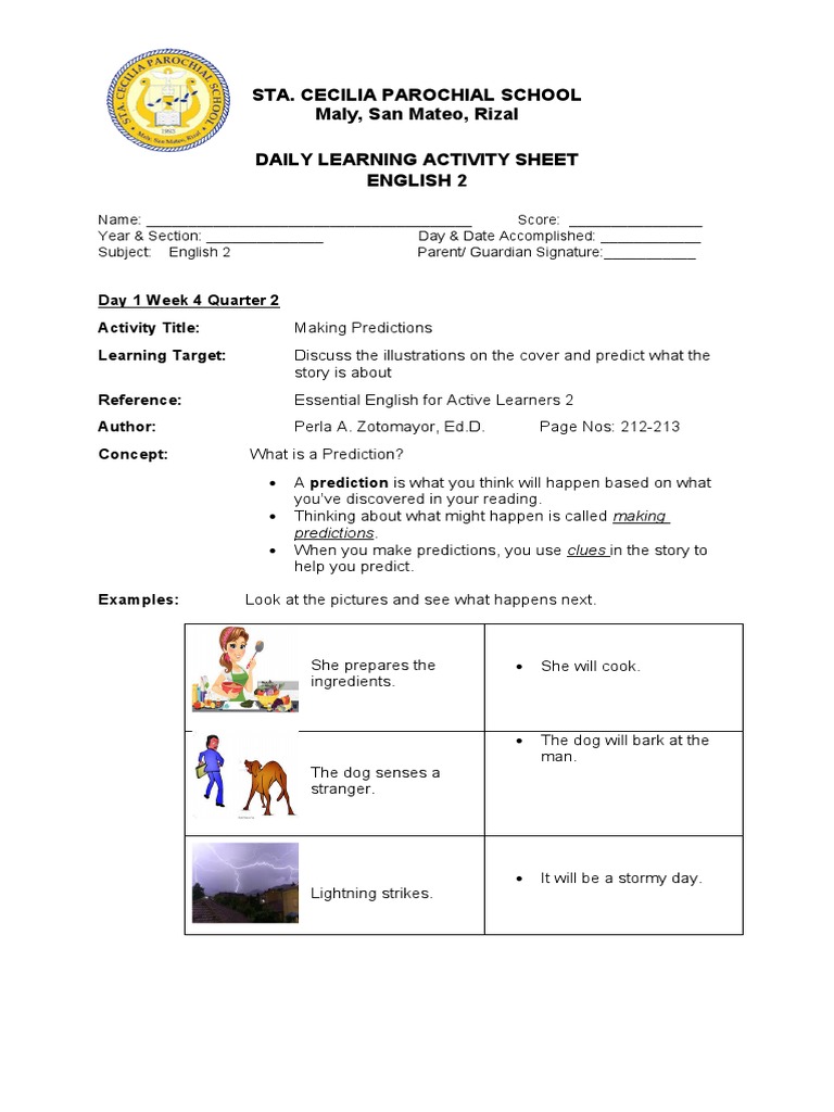 Sta. Cecilia Parochial School Maly, San Mateo, Rizal Daily Learning ...