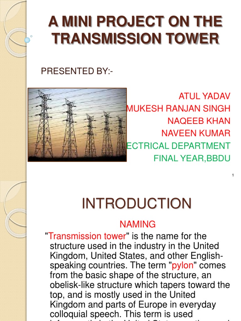 Mini Project On Transmission Tower | PDF | High Voltage Direct Current ...