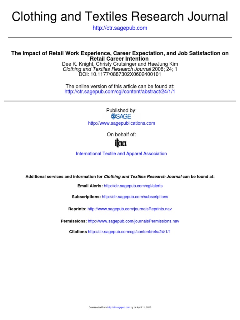 The Impact of Retail Work Experience, Career Expectation, and Job ...