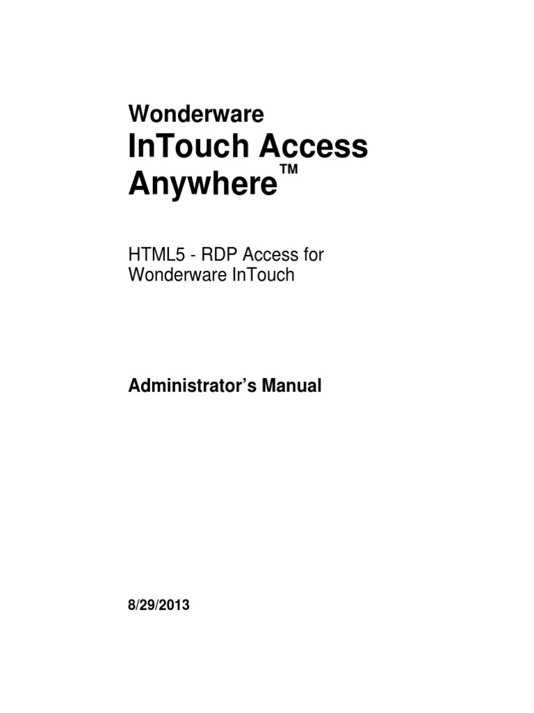 Wonderware - InTouch Access Anywhere Admin Manual 2013 | PDF | Remote ...