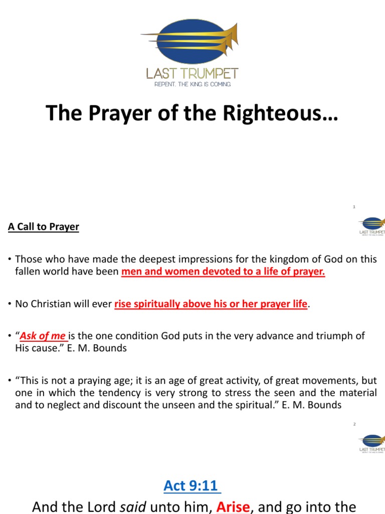 The Prayer of The Righteous | PDF | Prayer | Sin