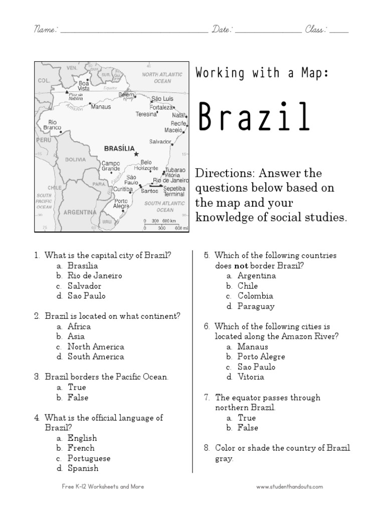 Brazil Map Worksheet | PDF | Social Science