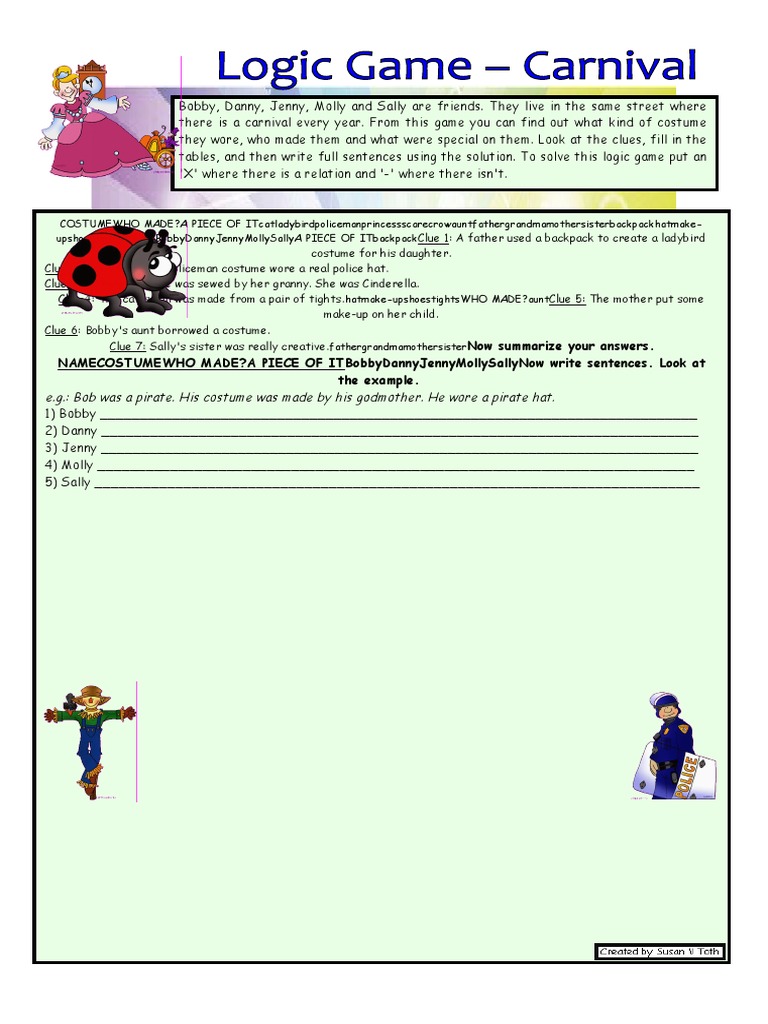 Costumes and Creations: A Carnival Logic Puzzle About Friends' Homemade ...