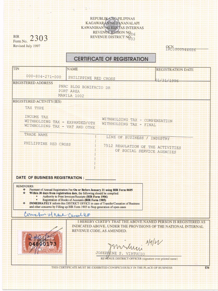 PRC Certificate of Registration | PDF