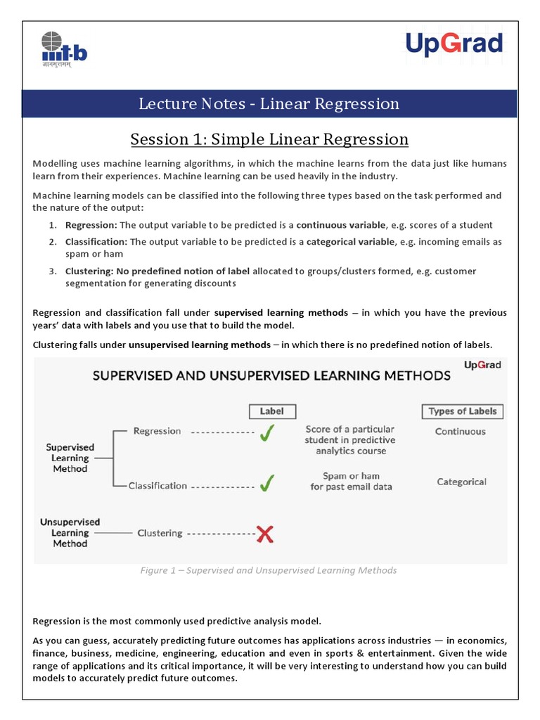 Lecture Notes - Linear Regression | PDF | Multicollinearity ... Lecture Notes - Linear Regression | PDF | Multicollinearity ...