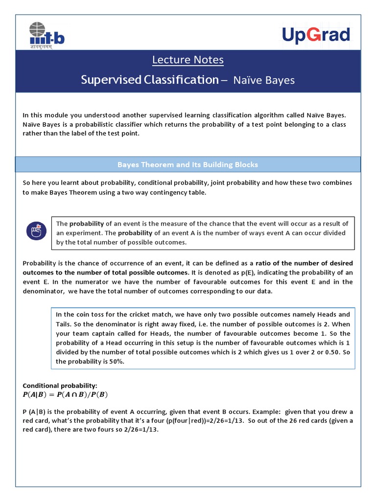 Lecture Notes - Naive Bayes New | PDF | Statistical Classification ...